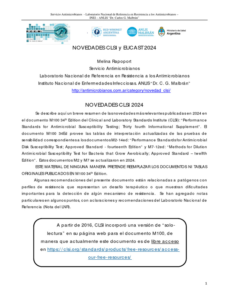 Novedades Clsi Eucast 2024 Pdf Staphylococcus Aureus Penicilina
