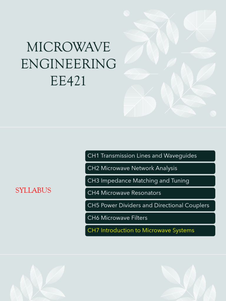 Microwave Engineering - ch1 - Fullversionv2 | PDF | Waveguide | Transmission Line