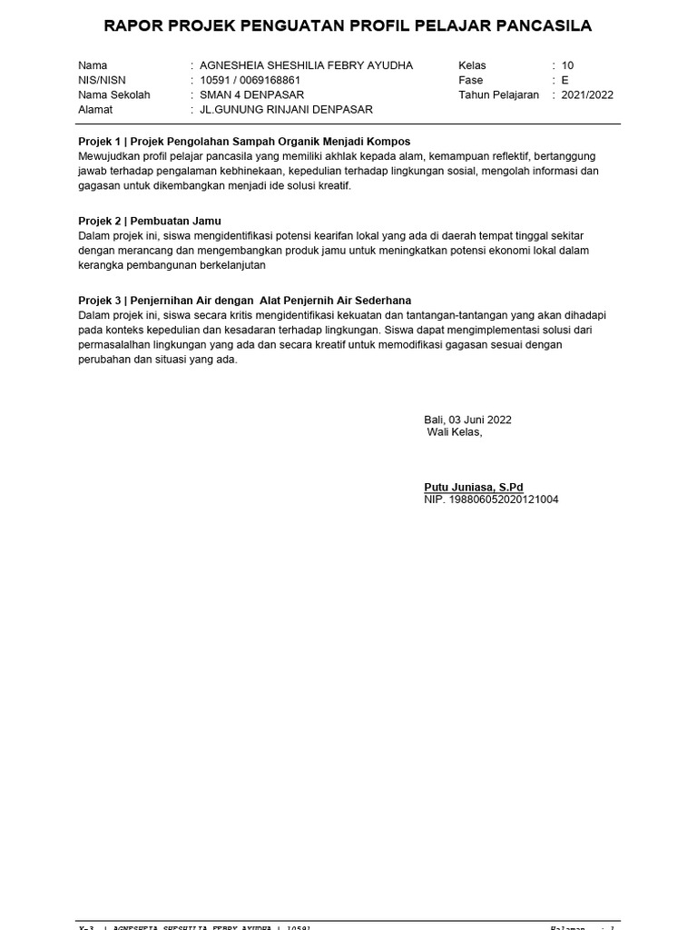 Rapor Projek P5 Pelajar Pancasila | PDF | Karier & Perkembangan