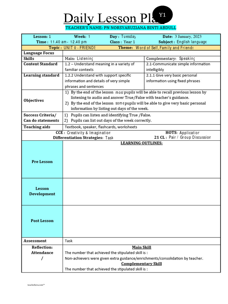 Daily lesson plan | PDF | Lesson Plan | Teaching