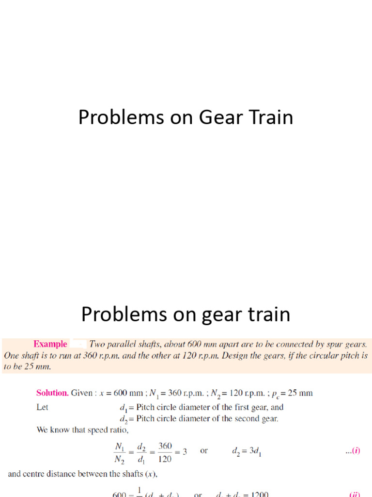 Problems on Epicyclical Gear Train | PDF