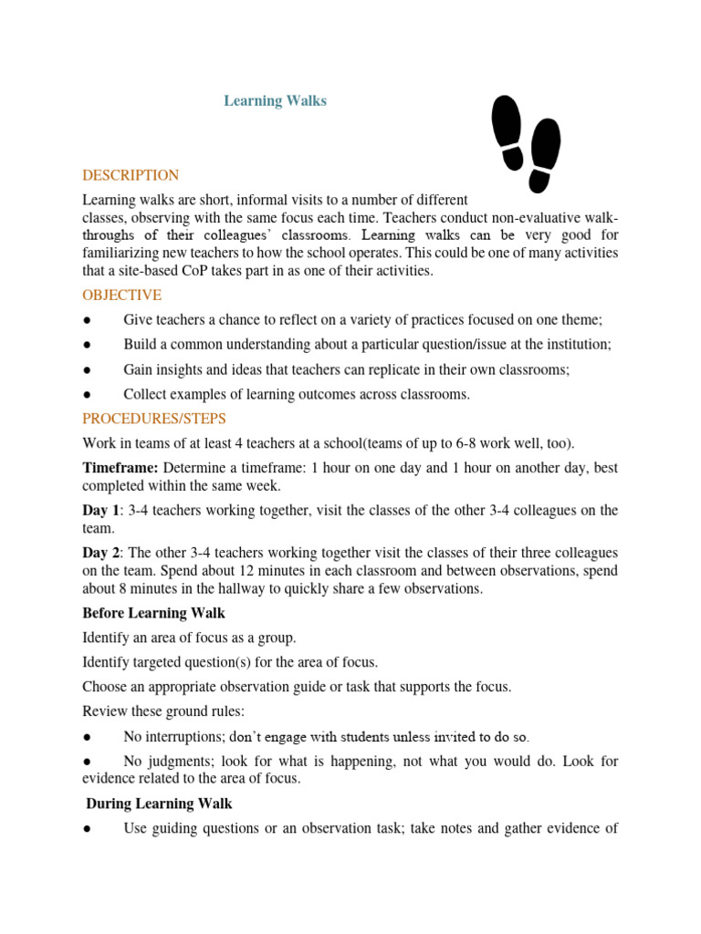 Learning walks | Download Free PDF | Mentorship | Learning