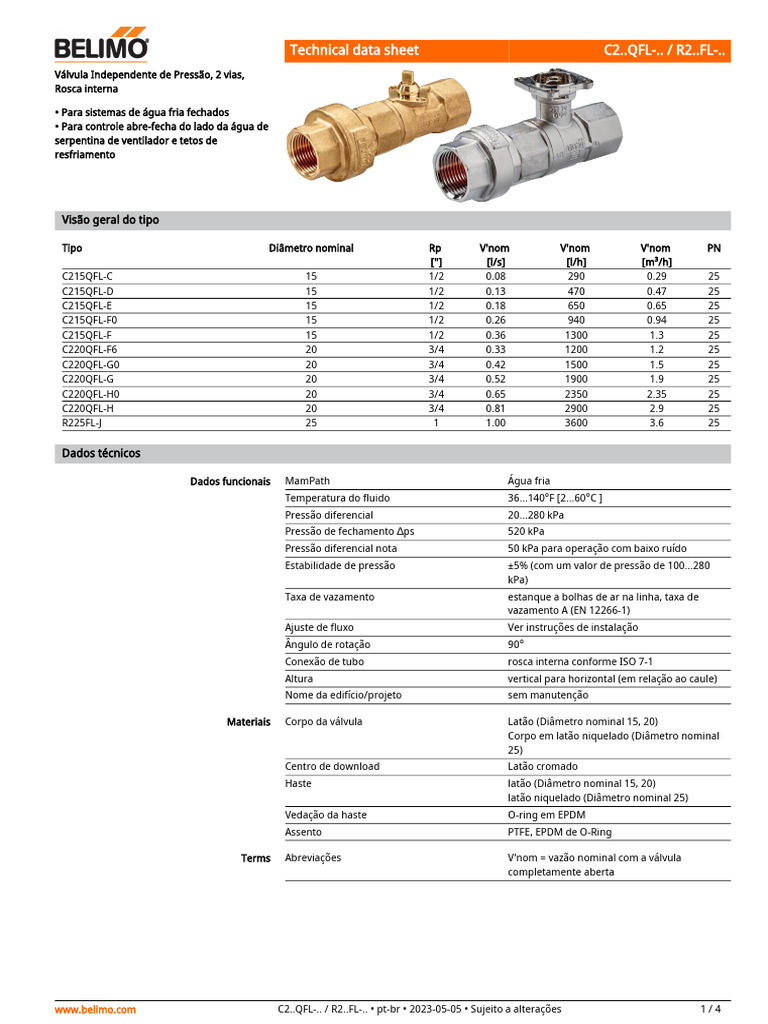 Belimo C220QFL MANUAL PT-BR | PDF | Válvula | Hidráulica