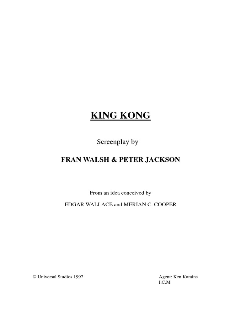 King Kong Screenplay by Walsh & Jackson | PDF