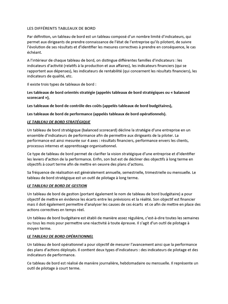 Types de tableaux de bord de gestion | PDF | Business