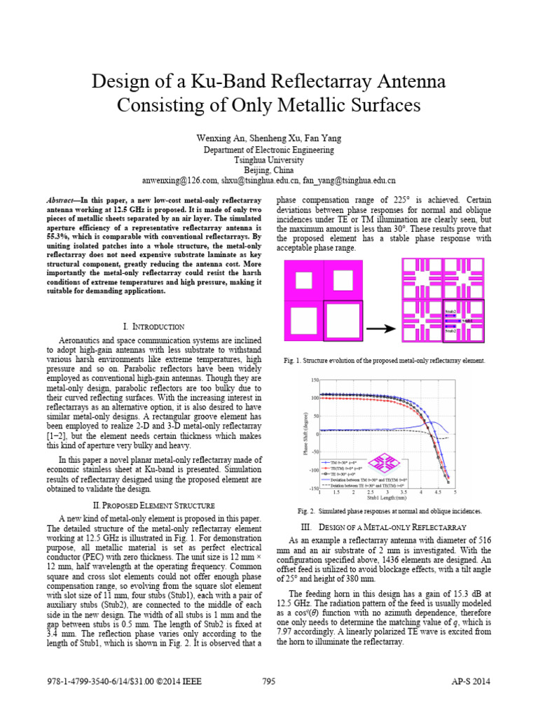 0 - Design of A Ku-Band Reflectarray Antenna Consisting of Only Metallic Surfaces | PDF ...