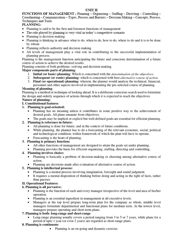 Fom-Unit Ii | Download Free PDF | Planning | Decision Making