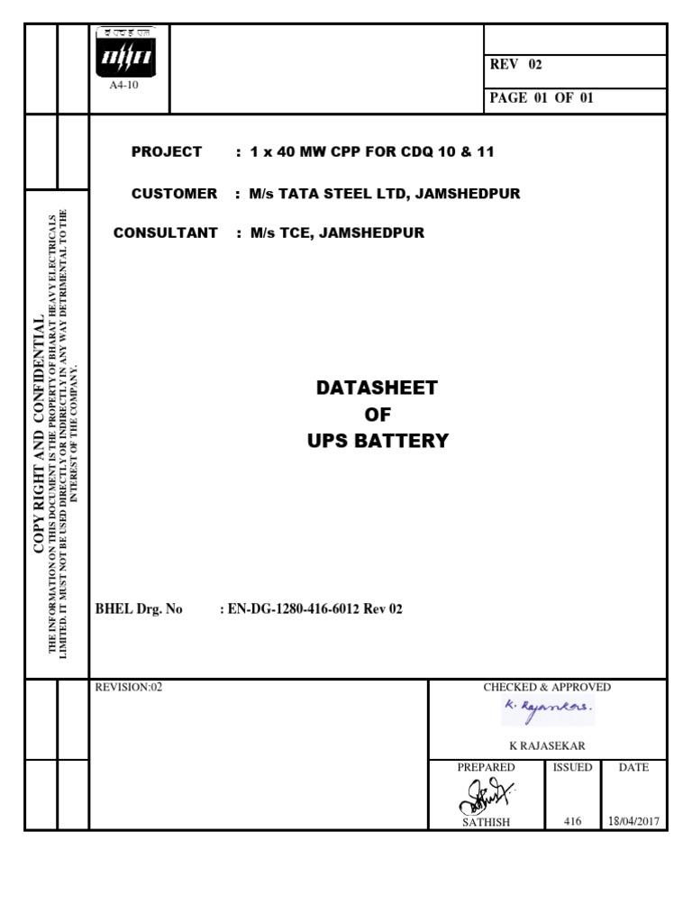 Datasheet of UPS Battery | PDF | Electromagnetism | Physical Quantities