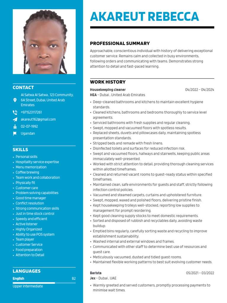 Housekeeping REBECCA CV 5 (1) 240524 194032 | PDF | Housekeeping