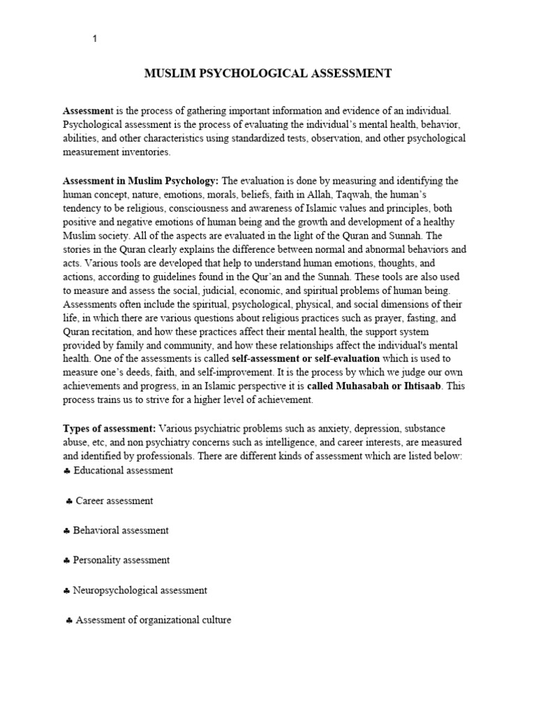 Muslim Psychological Assessment Tools | PDF | Psychology | Faith