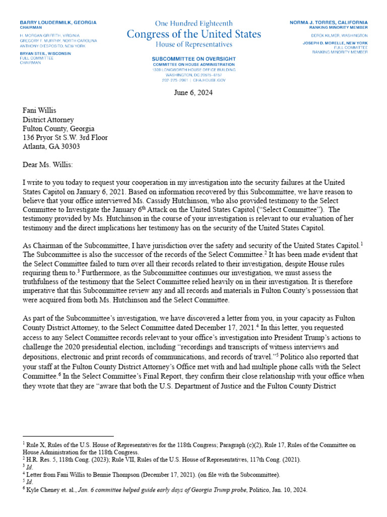 (DAILY CALLER OBTAINED) - 6.6.24 Fulton County Letter | PDF | Donald ...