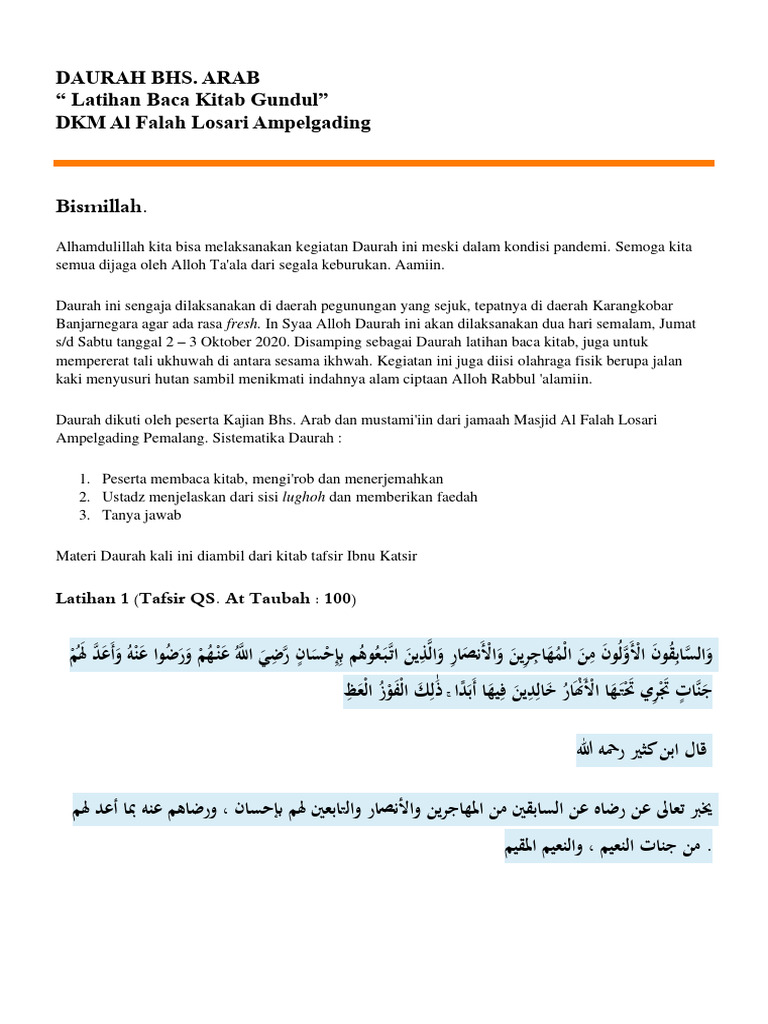 Daurah Bhs Arab | PDF