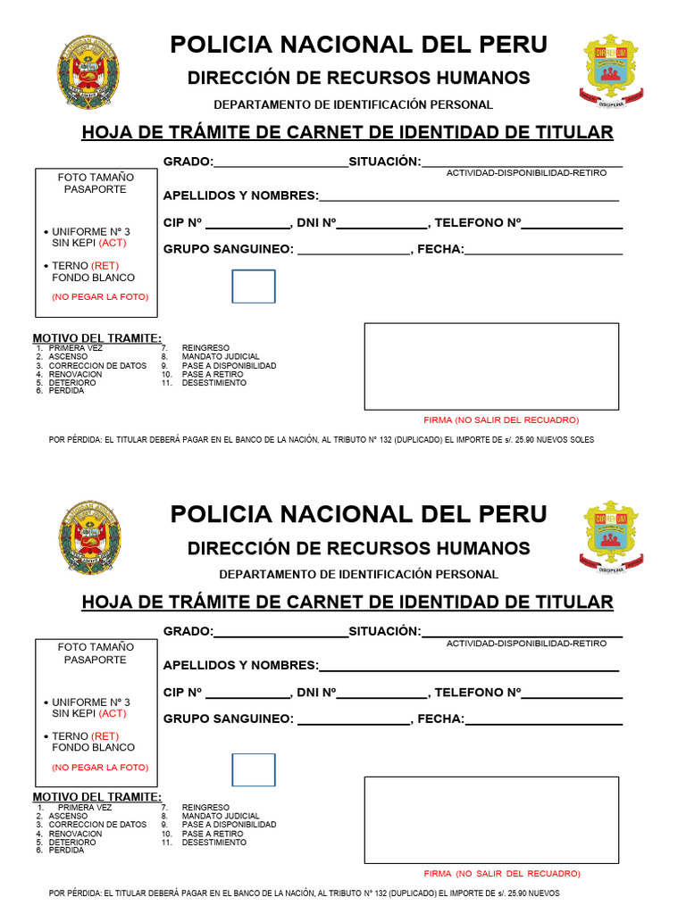 Hoja de Trámite para Carnet de Identidad | PDF | Documento de identidad