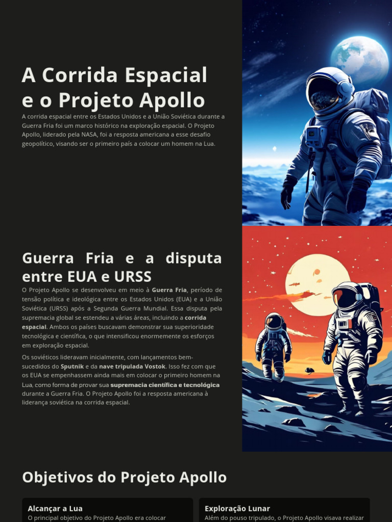 A Corrida Espacial e o Projeto Apollo PDF | PDF | Programa Apollo ...