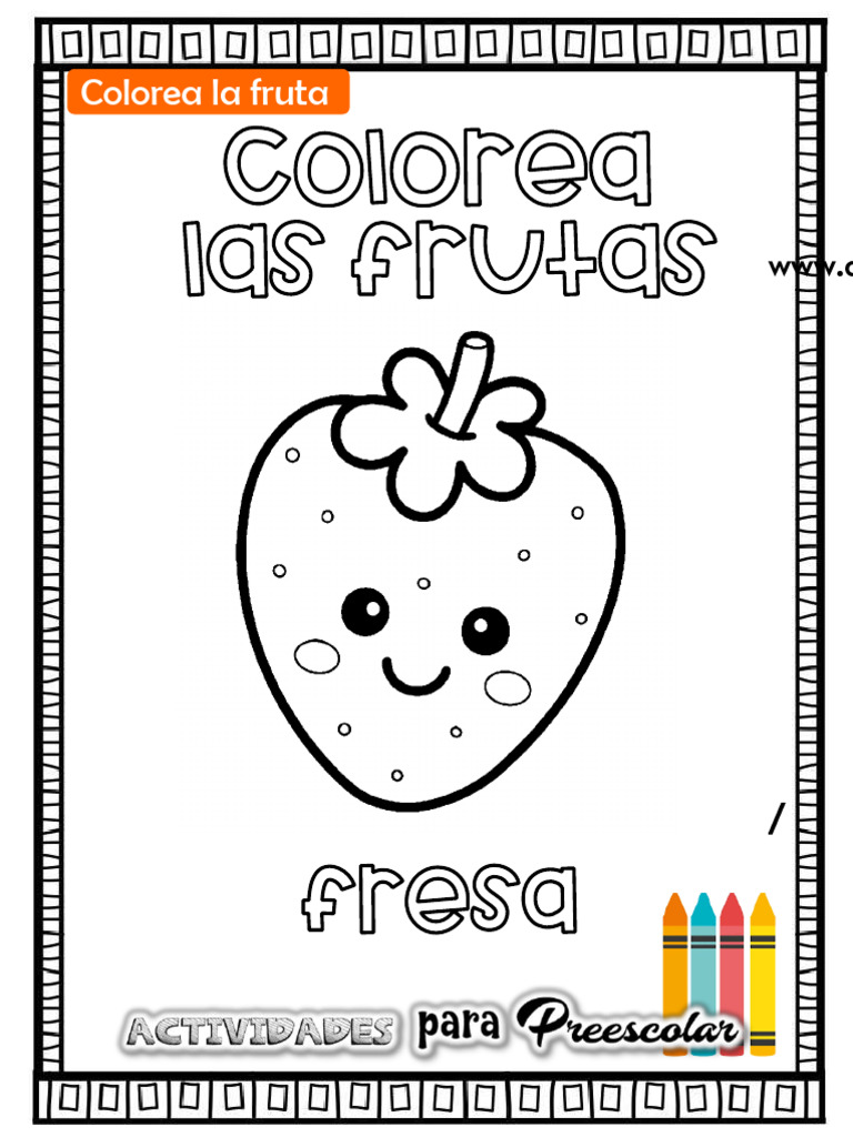 Colorea Frutas: Actividades Preescolar | PDF | Cocina, comidas y vino
