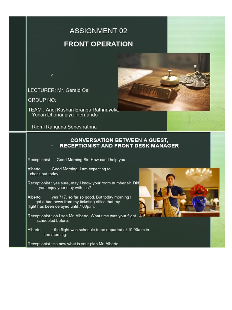 Hotel Reception | PDF
