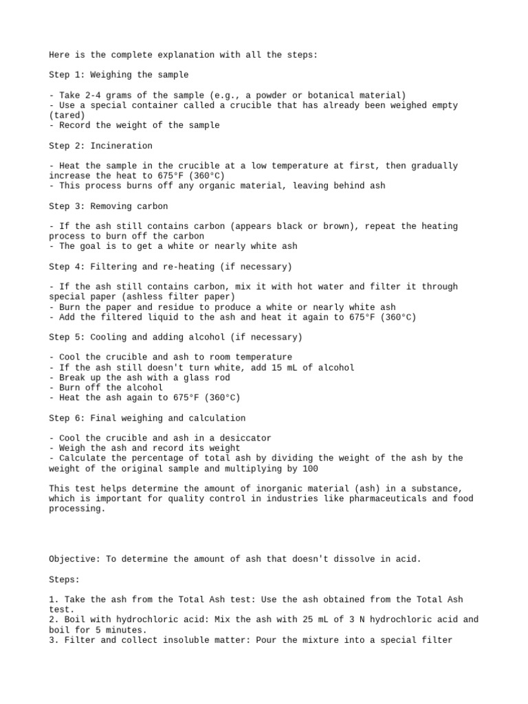 Ash Test | PDF | Solubility | Water