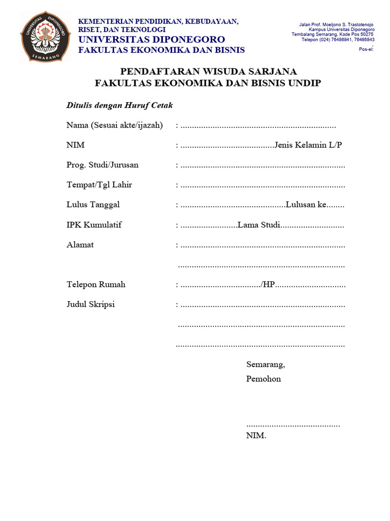 Form Pendaftaran Wisuda 2022 2 | PDF