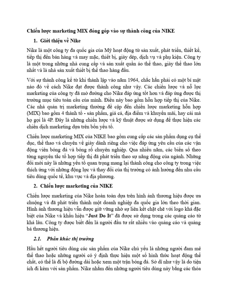 Case Study 1 - Marketing - Nike | PDF