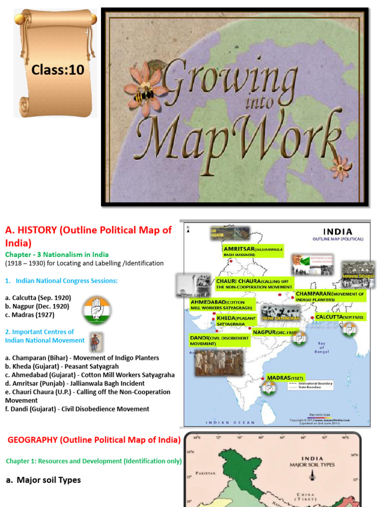 Map Work For Class10 | PDF | Gujarat | Indian Independence Movement