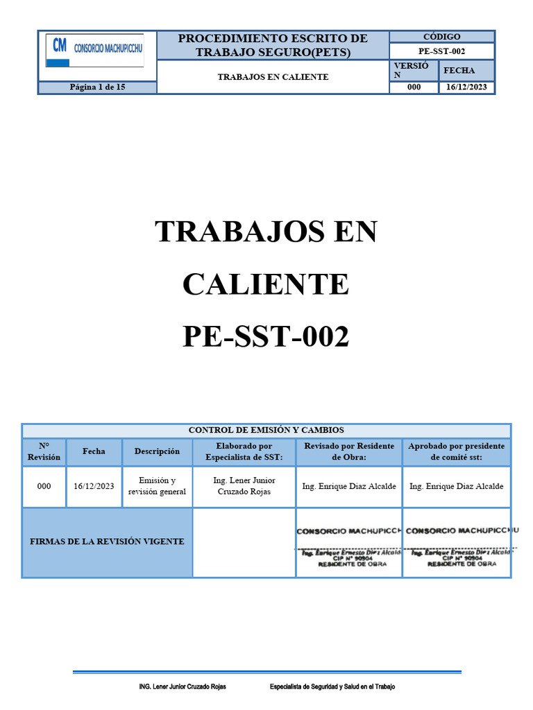 PC-SST-002 Trabajos en Caliente | PDF | Soldadura | Construcción