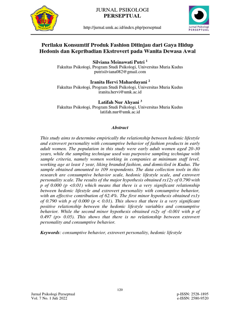 Perilaku Konsumtif Produk Fashion Ditinjau Dari Gaya Hidup | PDF