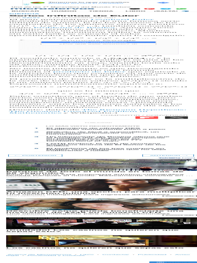 Series Infinitas De Euler Pdf Teoría De Los Números Conceptos 9389