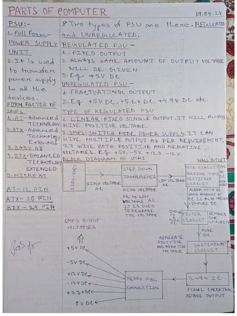 Notes of PSU and MOTHERBOARD | PDF