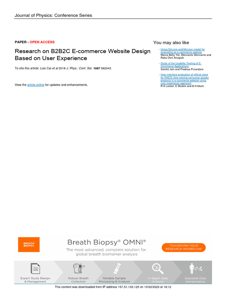 Research On B2B2C E-Commerce Website Design 2018 | PDF | Design | Computing
