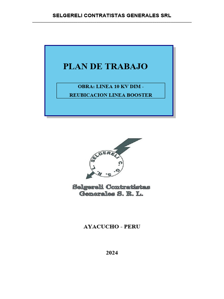 Plan de Trabajo-Linea 10kv Dim y Reub. de Lineas | PDF | Gestión de ...