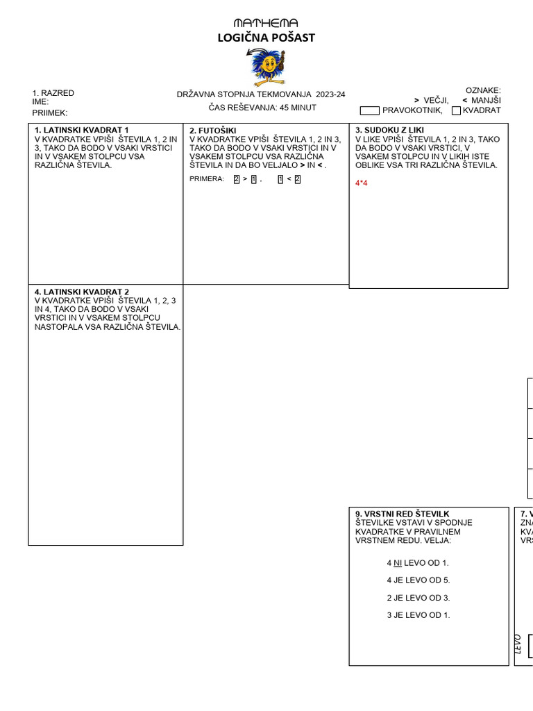 Logicna Posast Drzavno Tekmovanje 2425 Os N | PDF