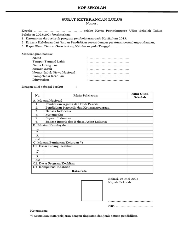 Contoh SKL SMK Kurikulum Merdeka 2024 | PDF | Karier & Perkembangan
