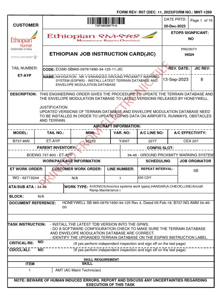 Routine Task Card | Download Free PDF | Computing | Aviation