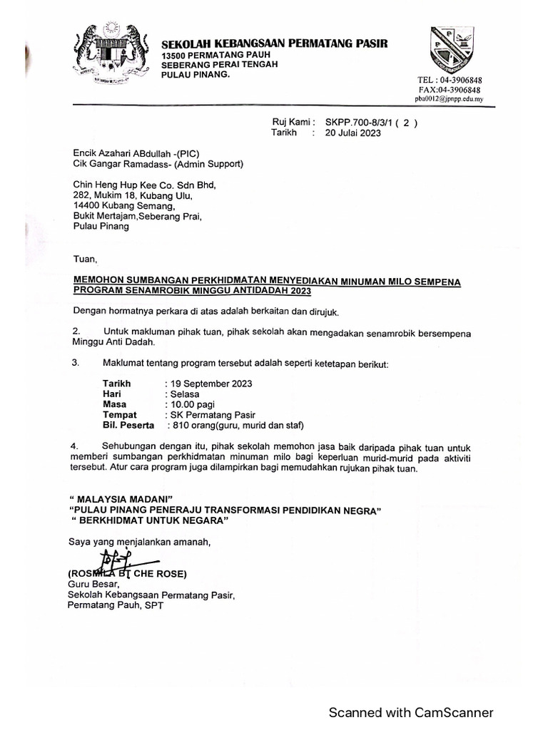 Surat Milo Ppda 2023 | PDF