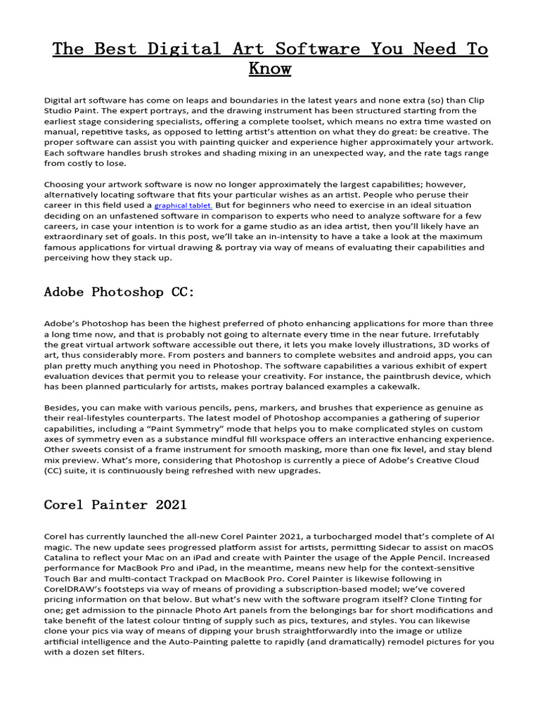 The Digital Art Software You Might Not Know | PDF | Adobe Photoshop ...