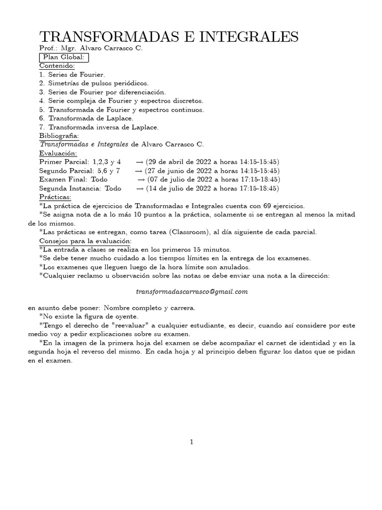 13 Clase Virtual Transformadas e Integrales 1 de Abril de 2022 | PDF | Física Matemática ...