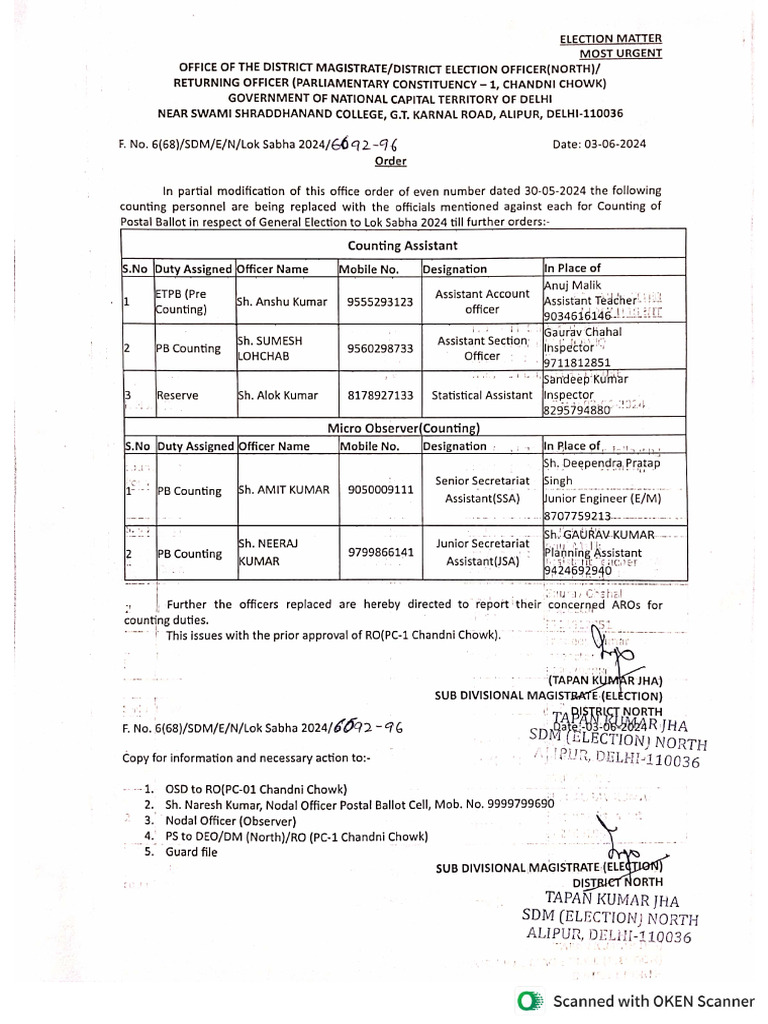 replacement of counting assistant & Micro observer | PDF