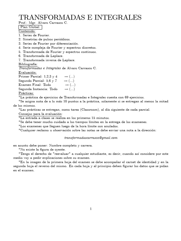 9 Clase Virtual Transformadas e Integrales 24 de Marzo de 2022 | PDF | Matemáticas | Análisis ...