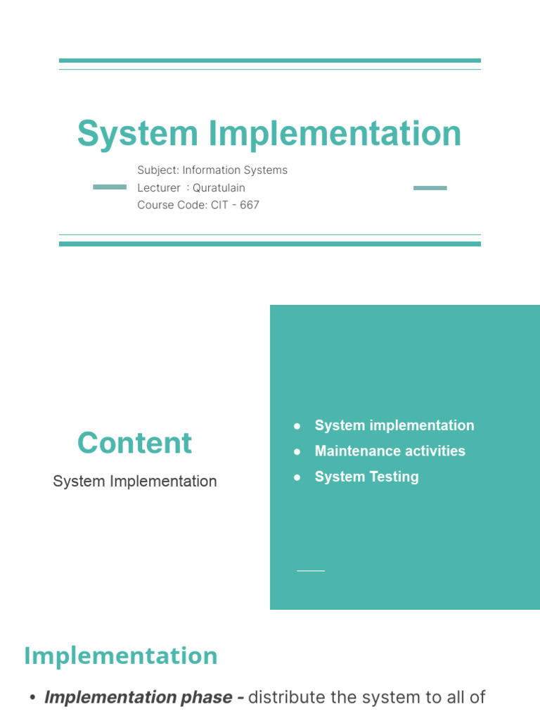 Lec 11 - System Implementation | PDF | Software Testing | Information ... Lec 11 - System Implementation | PDF | Software Testing | Information ...