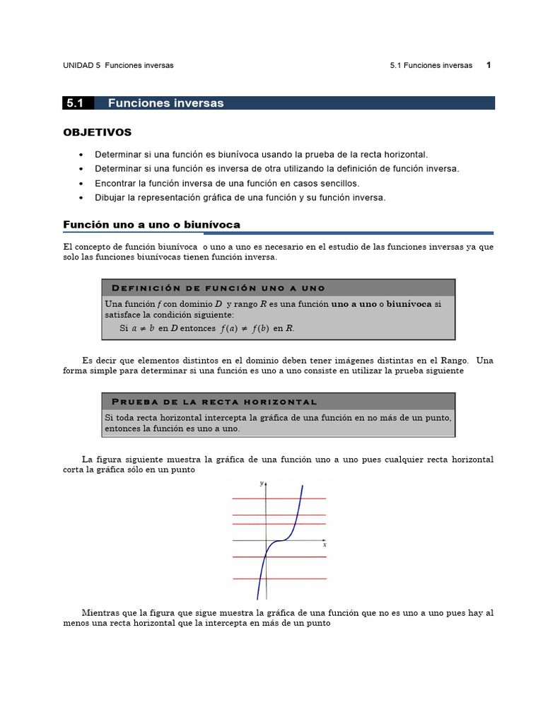 Funciones Inversas: Definición y Ejemplos | PDF | Función (Matemáticas ...