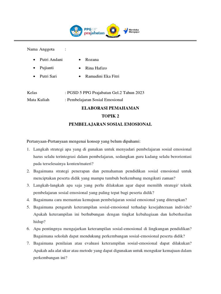 TOPIK 2-Elaborasi Pemahaman (KLP 4) - PSE | PDF | Karier & Perkembangan