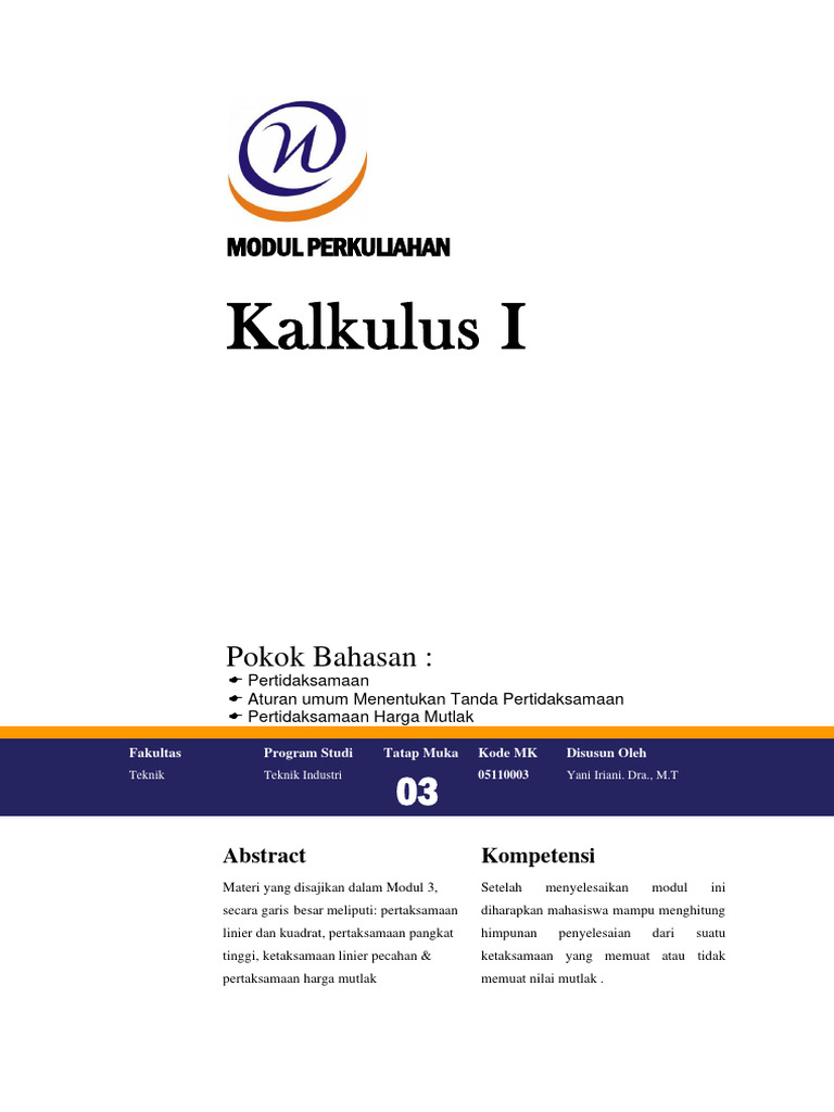 Modul 3 Kalkulus I Ganjil 2021-2022 | PDF | Metode & Bahan Ajar | Sains & Matematika
