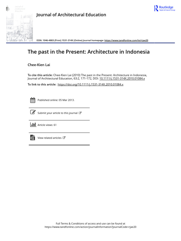 The Past in The Present Architecture in Indonesia | PDF | Indonesia