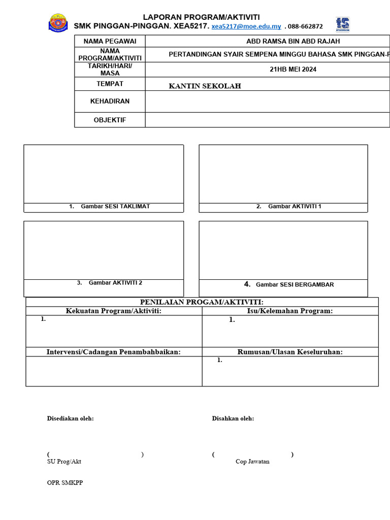 Borang Opr One Page Report | PDF