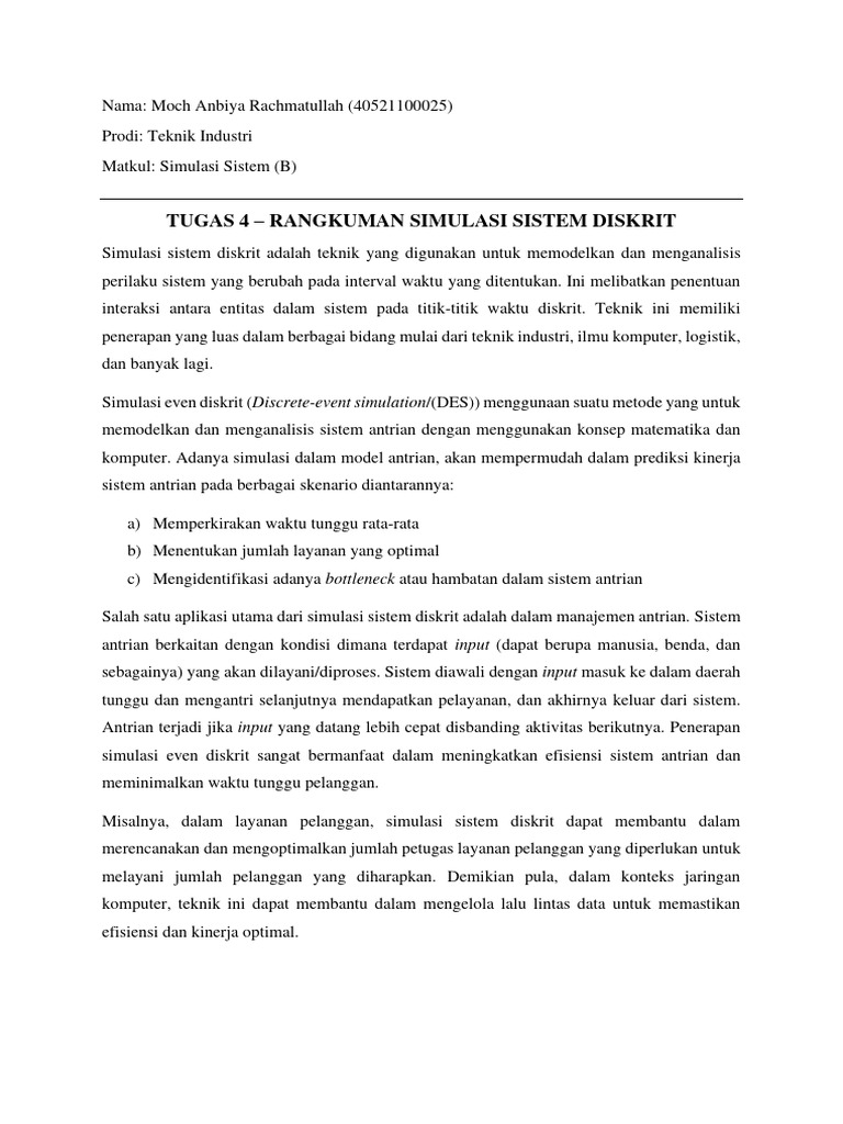 Rangkuman Simulasi Sistem Diskrit | PDF | Komputer