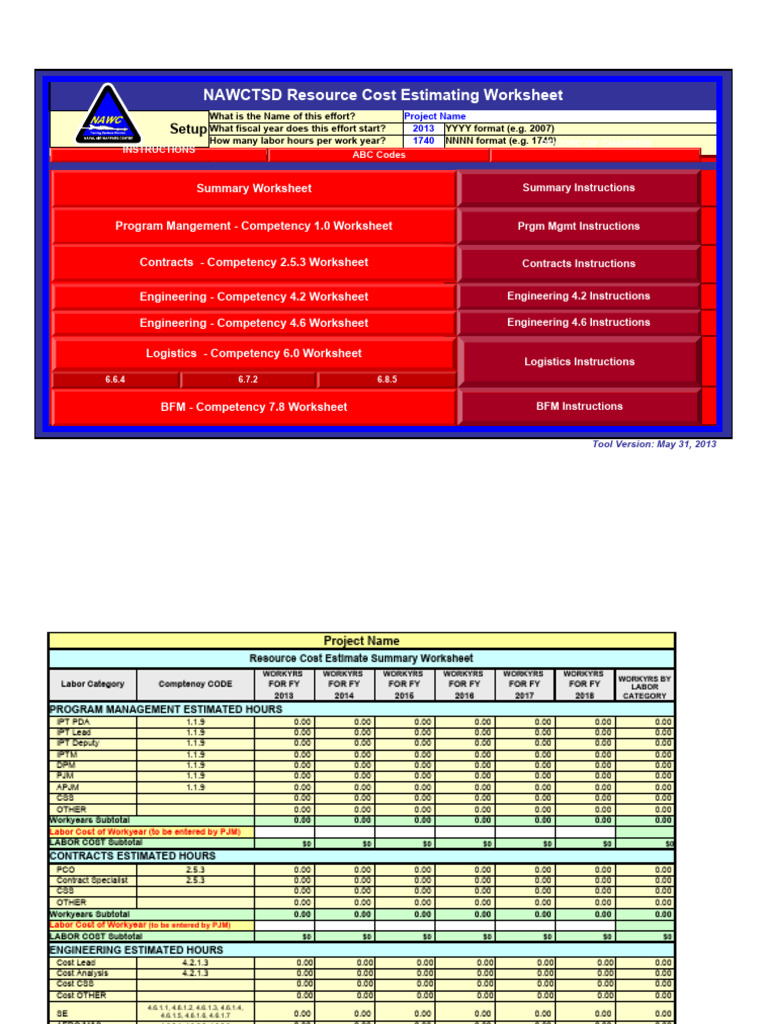 Resource Cost Estimate Worksheet | PDF | Business