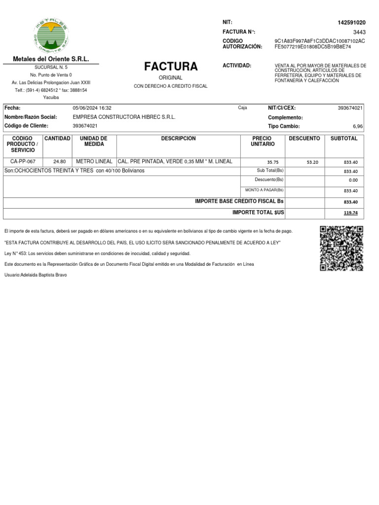 Factura 3443 | PDF | Economias