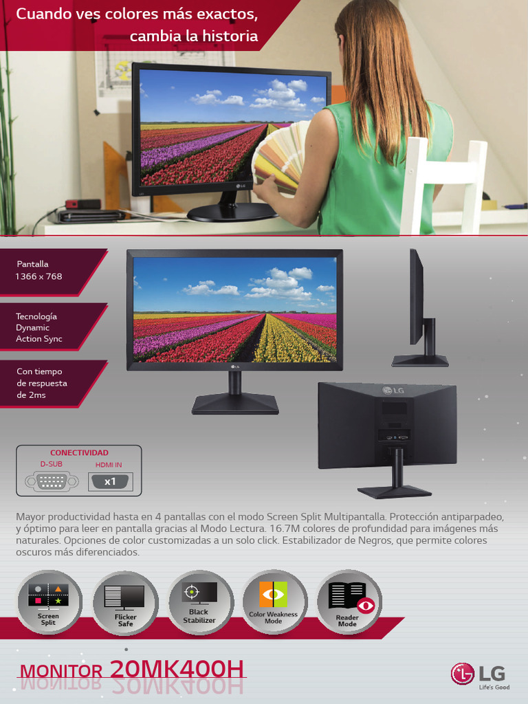 Monitor 20MK400H: Especificaciones y Funciones | PDF | Hdmi ...