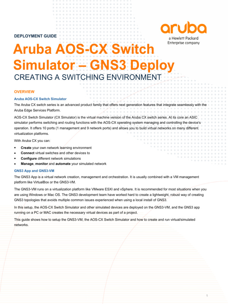 Aruba AOS-CX Simulator - GNS3-VM Deployment Guide | Download Free PDF | Virtualization | Virtual ...