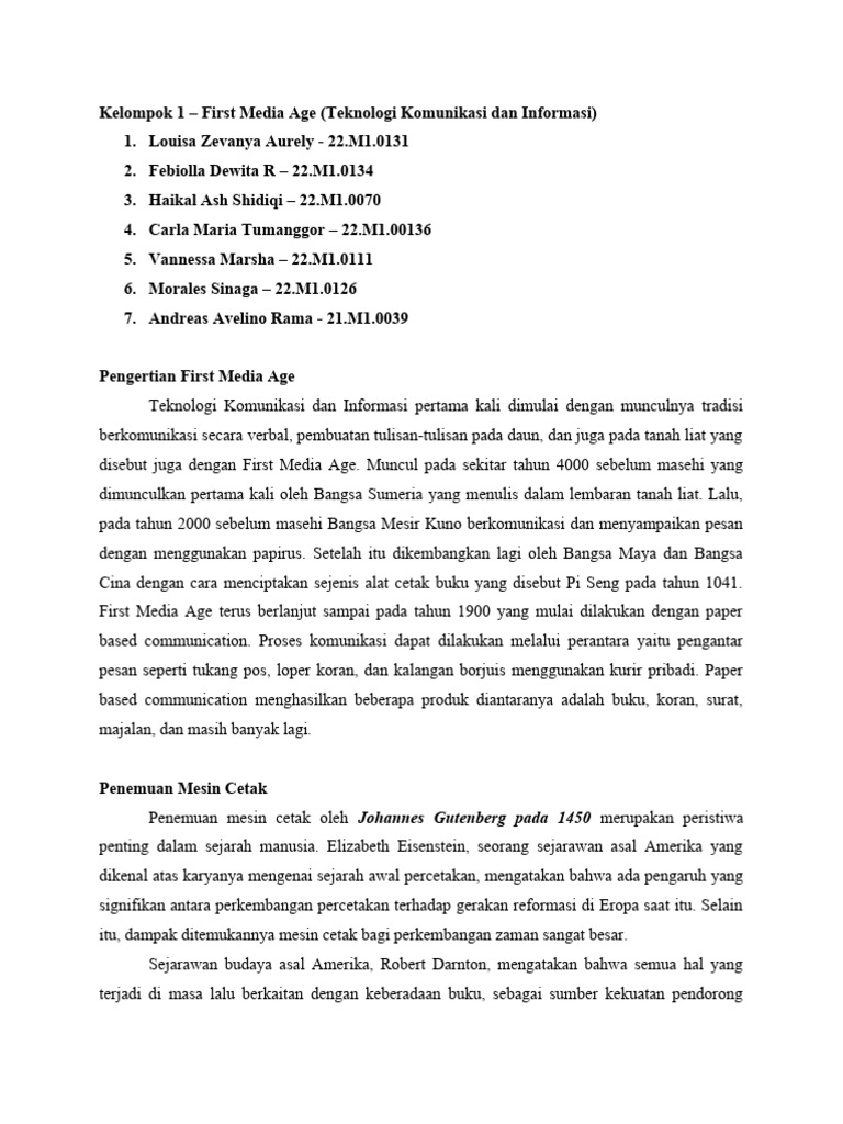 Kelompok 1 - First Media Age (Revisi) | PDF | Sejarah